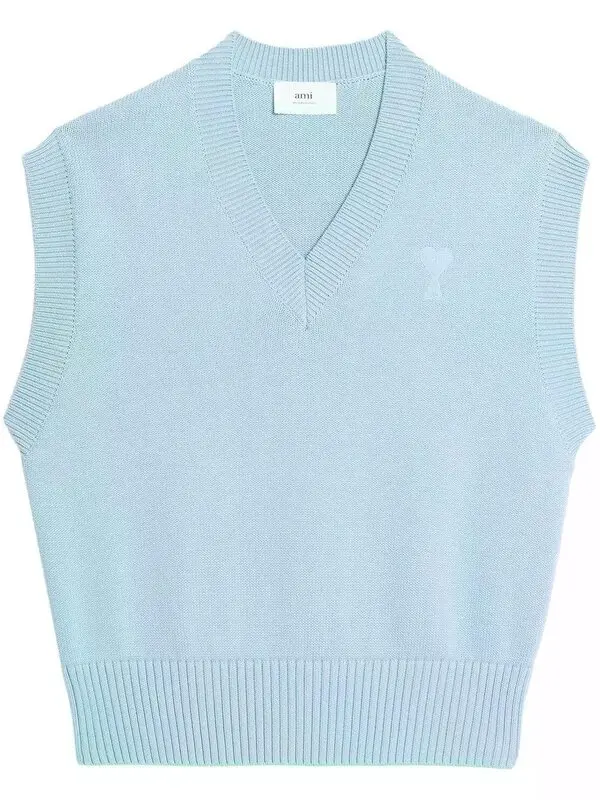 AMI Paris De Coeur V-neck Vest - Blue