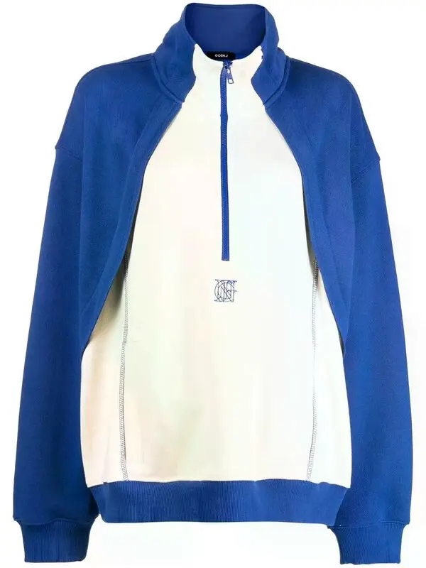 Goen.j Contrast-paneled Half-zip Sweatshirt - Blue