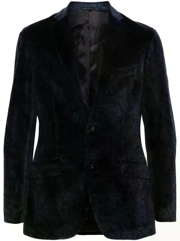 Etro Paisley-print Velvet Blazer - Blue
