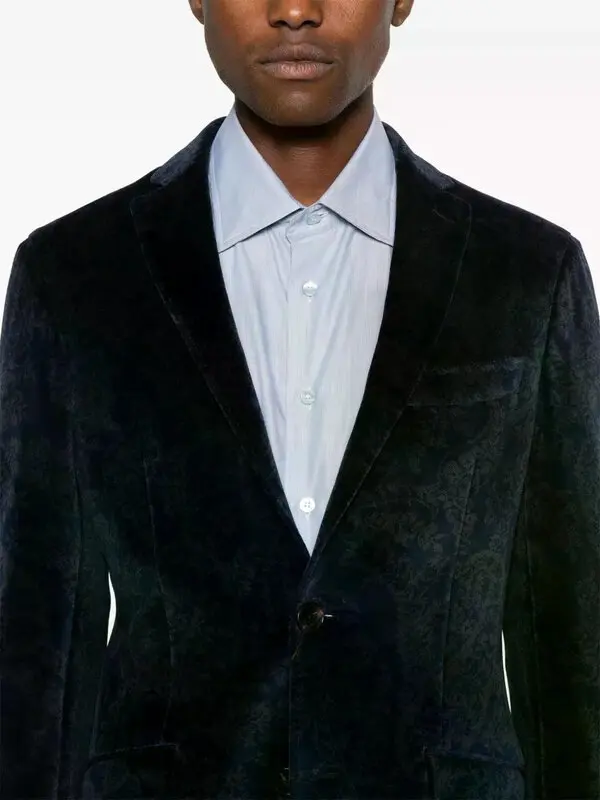 Etro Paisley-print Velvet Blazer - Blue