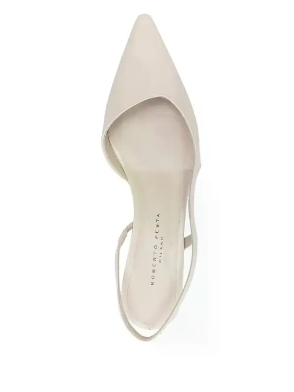 Roberto Festa Brushed-leather Slingback Pumps - Neutrals