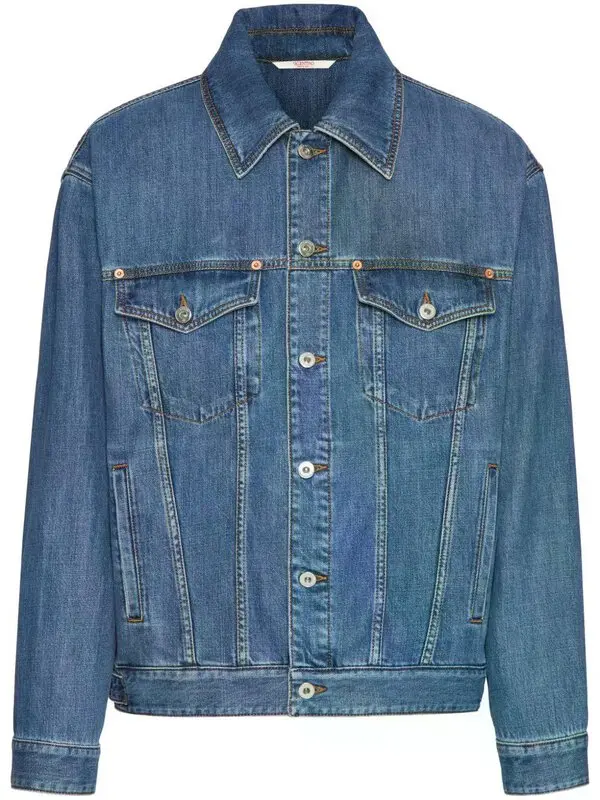 Valentino Garavani Logo-appliqué Denim Jacket - Blue