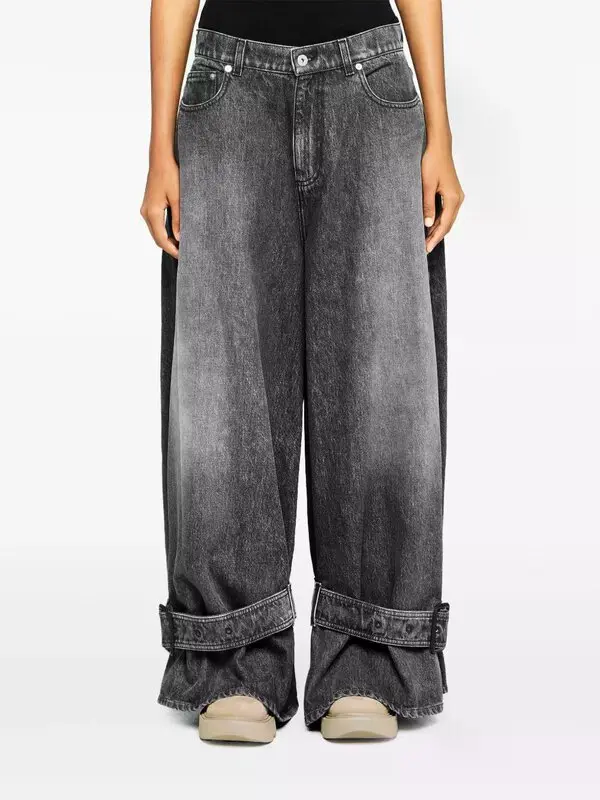 JW Anderson Buckled Wide Leg Jeans - Grey