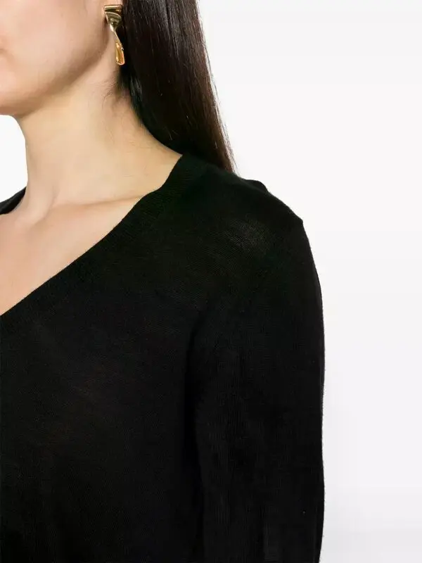 P.a.r.o.s.h Fine-knit V-neck Top - Black