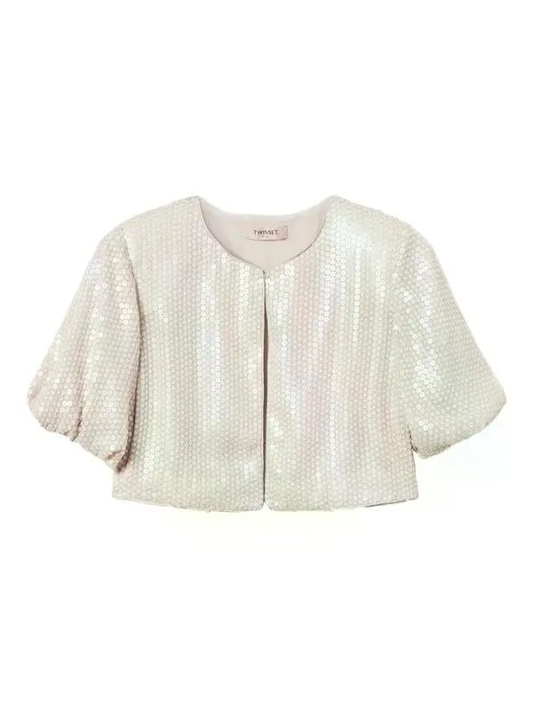 TWINSET Woven Shrug Wrap With Sequin Embellishment