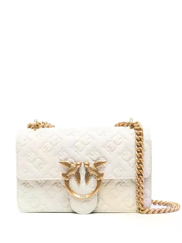 Pinko Small Love One Logo-embossed Shoulder Bag - Neutrals