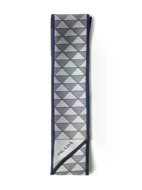 Prada Printed Silk Scarf - Blue