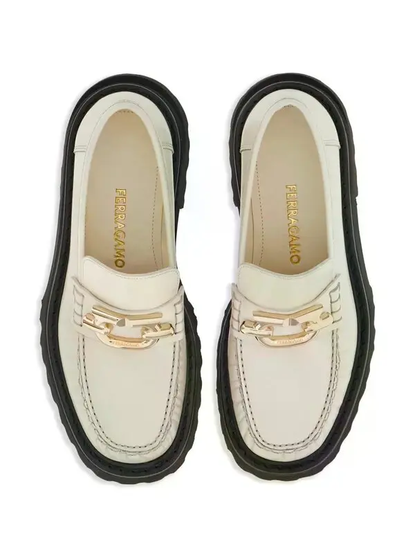FERRAGAMO Gancini-plaque Leather Loafers