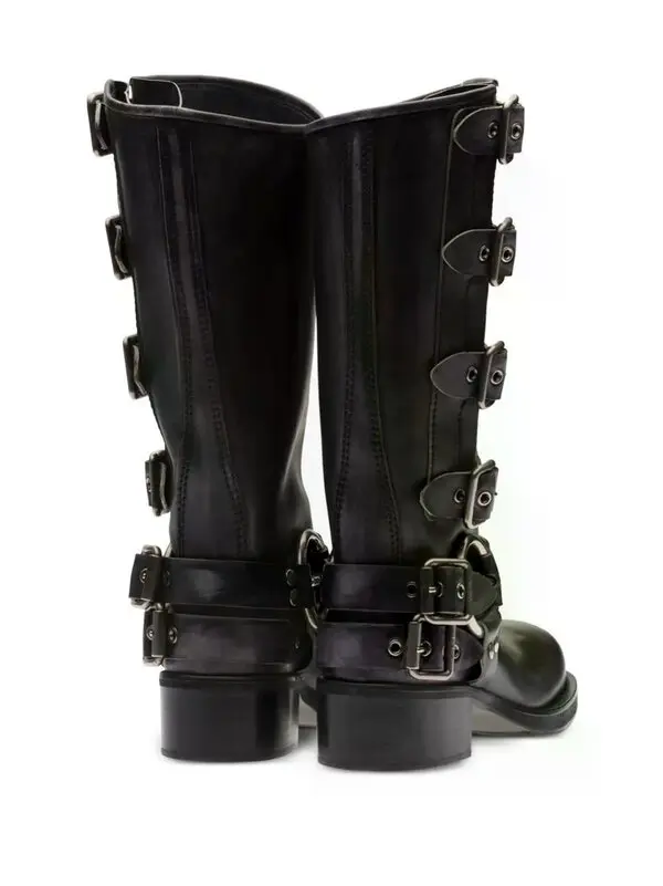 Miu Miu Buckle-detail Leather Boots
