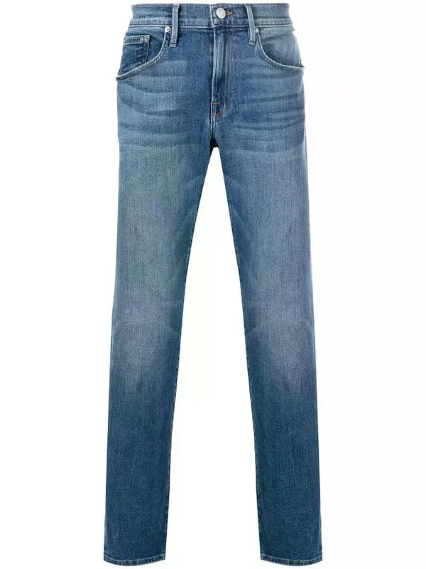 FRAME Straight-leg Mid-rise Jeans - Blue
