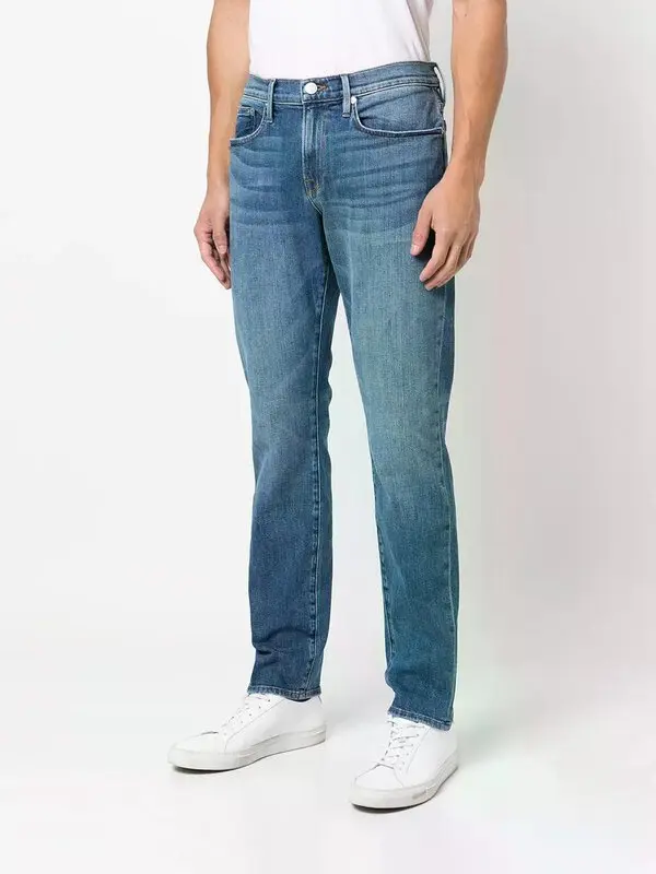 FRAME Straight-leg Mid-rise Jeans - Blue