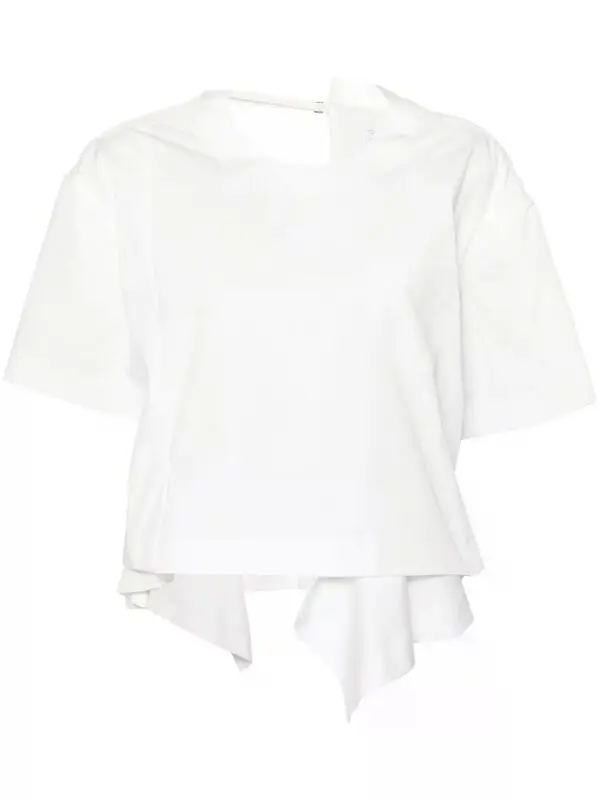 Sacai Asymmetric Poplin T-shirt - White
