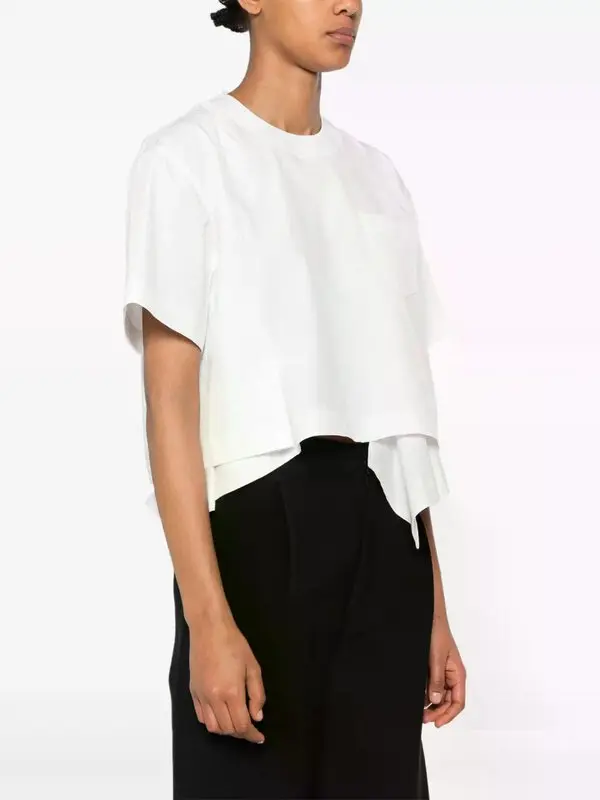 Sacai Asymmetric Poplin T-shirt - White