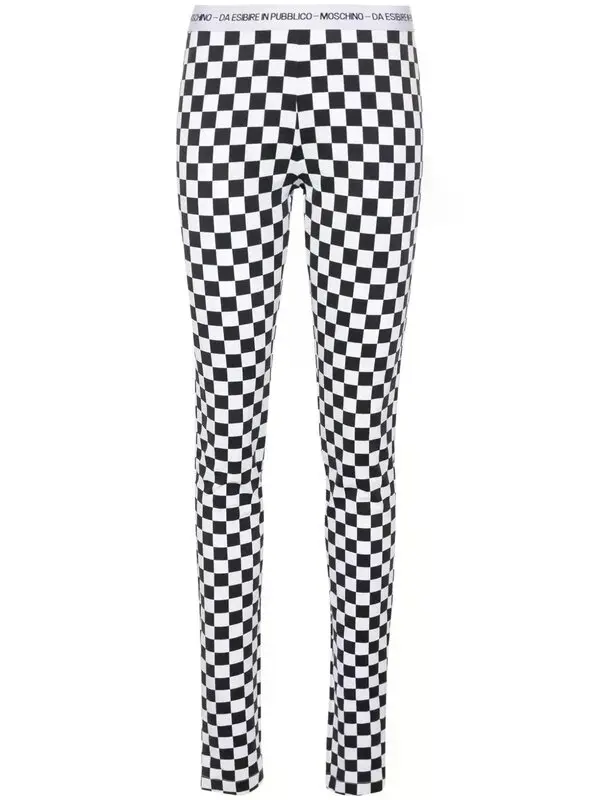 Moschino Checkerboard-print Flared Trousers - White