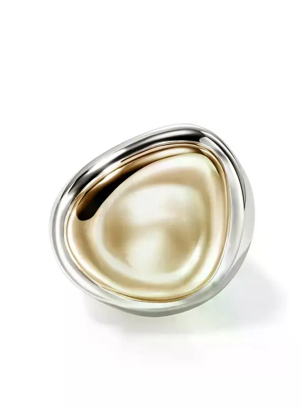 John Hardy 14kt Yellow Gold Pebble Ring - Silver