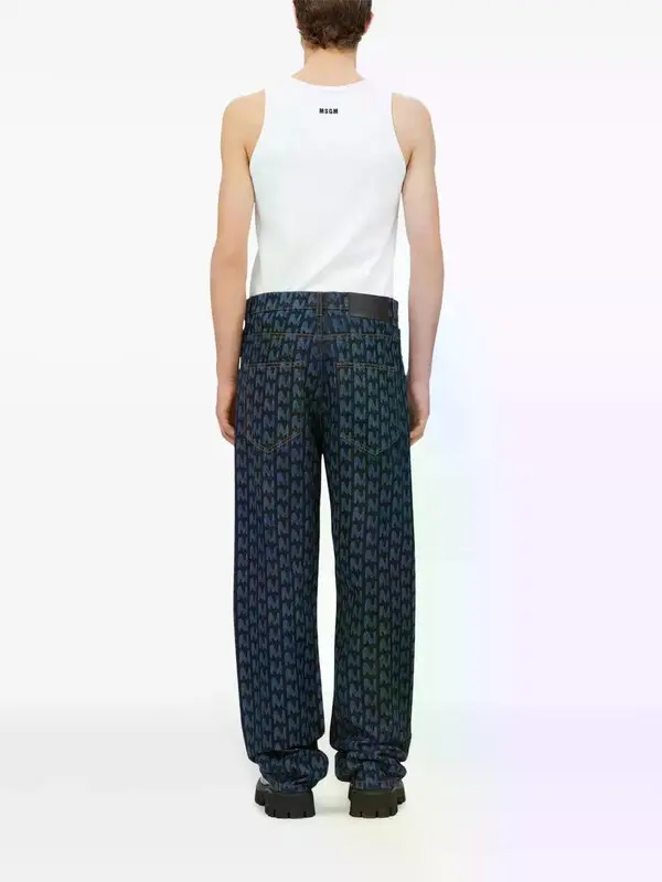 MSGM Monogram-print Cotton Jeans