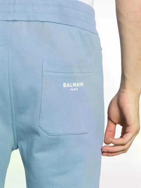 Balmain Logo-flocked Cotton Track Shorts