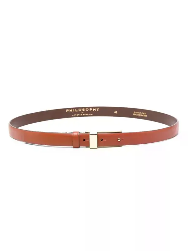 Philosophy Di Lorenzo Serafini Engraved-logo Leather Belt - Brown