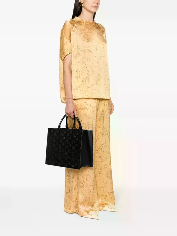 Elisabetta Franchi Large Monogram Tote Bag - Black