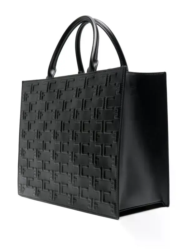 Elisabetta Franchi Large Monogram Tote Bag - Black