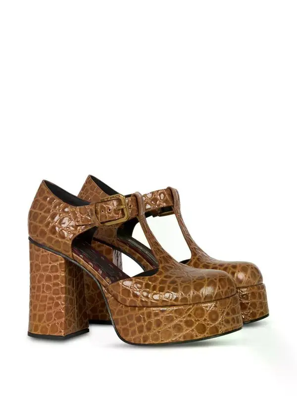 Etro 110mm Crocodile-embossed Platform Pumps