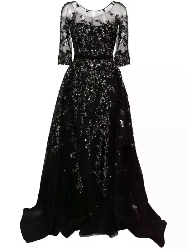 SAIID KOBEISY Sequin-embellished Tulle Gown