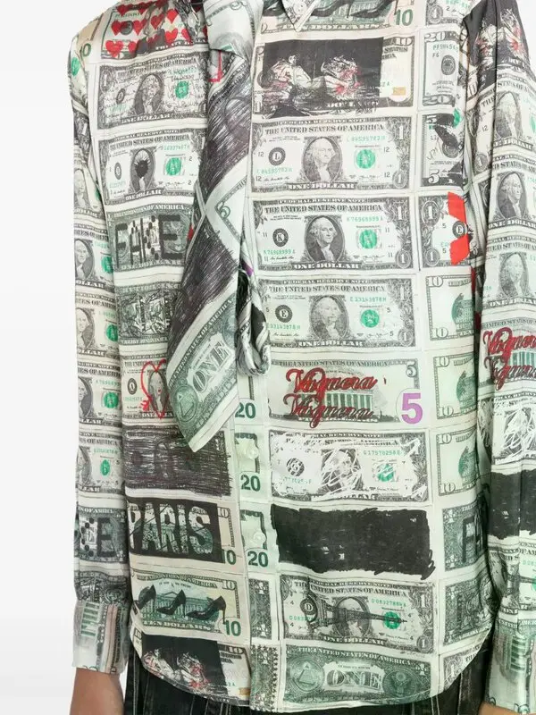 Vaquera Dollar-print Tie-detail Shirt
