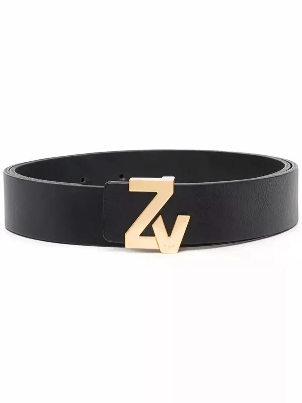 Zadig&Voltaire Logo Buckle Leather Belt - Black