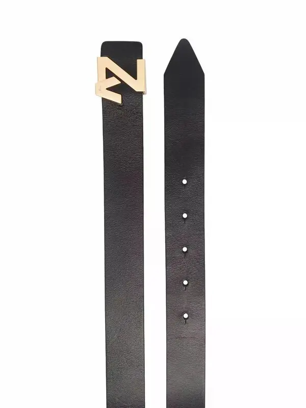 Zadig&Voltaire Logo Buckle Leather Belt - Black