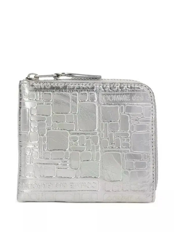 Comme Des Garçons Logo-embossed Leather Wallet - Metallic