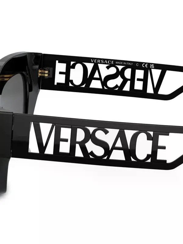 Versace Logo-embossed Rectangle-frame Sunglasses