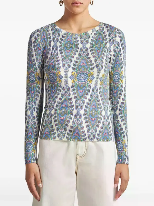 Etro Paisley-print Fine-knit Sweater