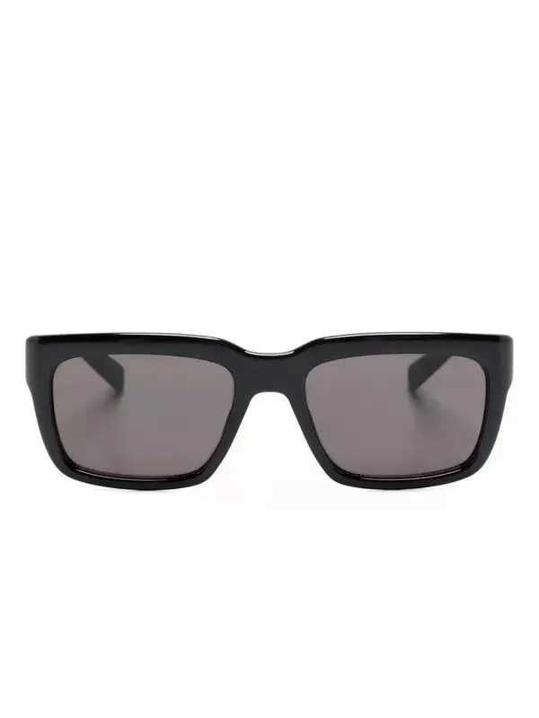 Saint Laurent Logo-print Rectangle-frame Sunglasses - Black