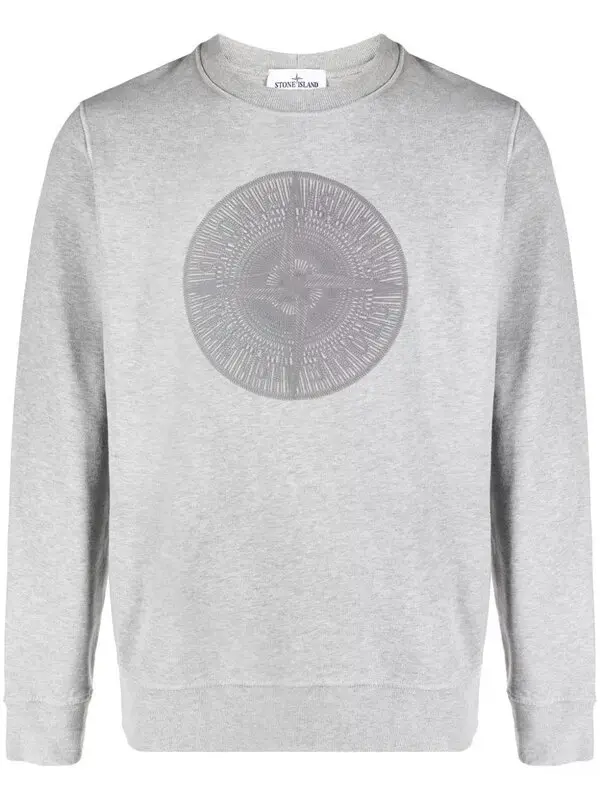 Stone Island Logo-embroidered Cotton Sweatshirt - Grey