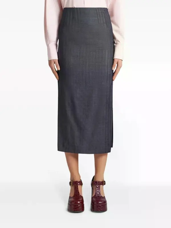 Etro Stripe-jacquard Wool Pencil Skirt