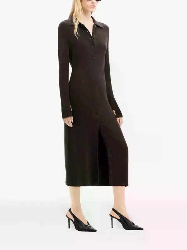 COURREGES Multi-button Midi Wool Dress - Brown