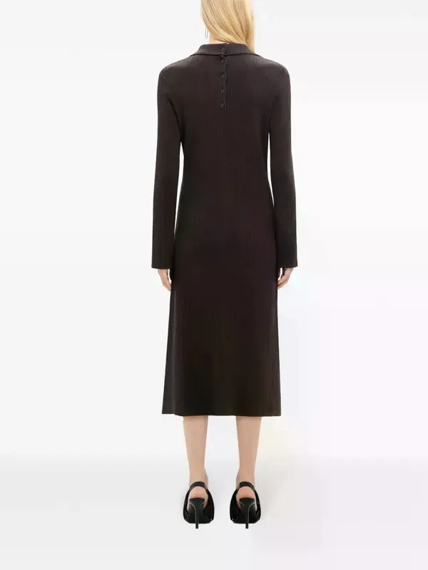 COURREGES Multi-button Midi Wool Dress - Brown