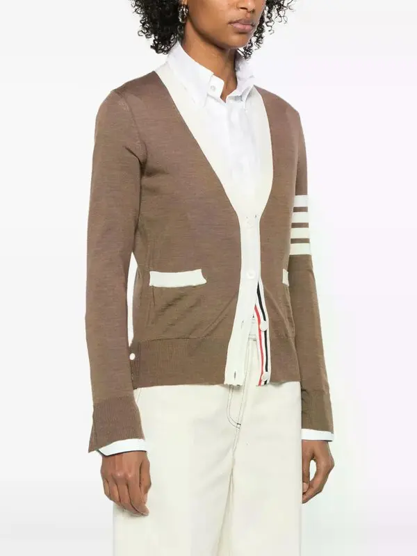 Thom Browne 4-bar Stripe Wool Cardigan - Brown