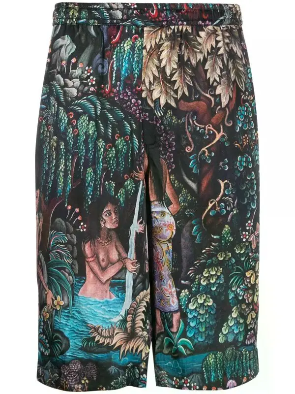 ENDLESS JOY Goa Gajah Silk Bermuda Shorts - Black