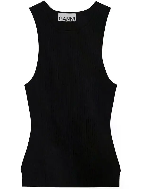 GANNI Panelled Rib-knit Vest Top