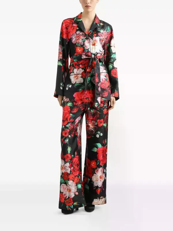 Dolce & Gabbana Rose-print Twill Shirt - Black