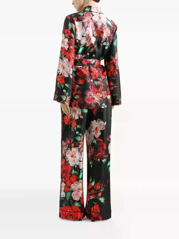 Dolce & Gabbana Rose-print Twill Shirt - Black
