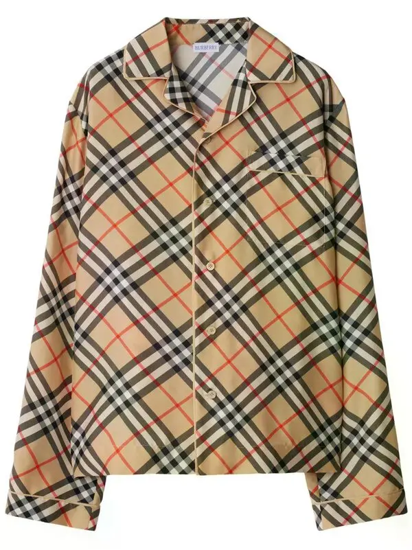 Burberry Check-print Silk Pajama Top - Neutrals