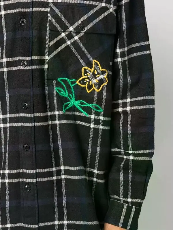 PRESIDENT’S Embroidered-floral Check Shirt