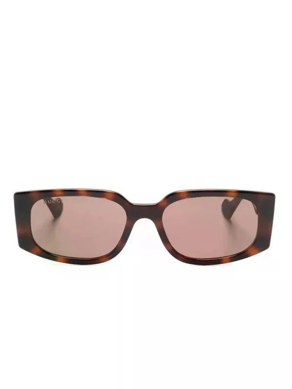Gucci Double G Rectangle-frame Sunglasses - Brown