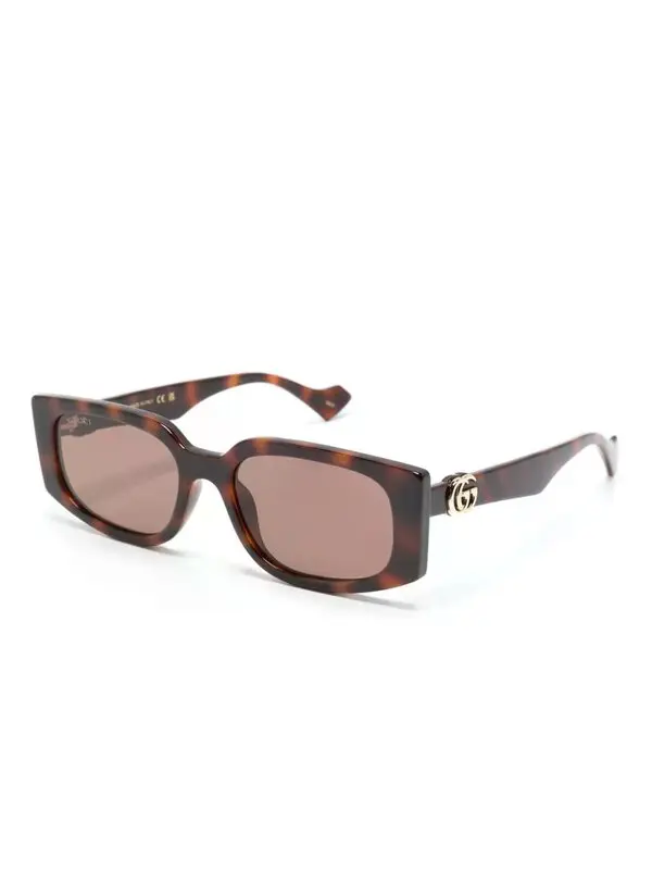 Gucci Double G Rectangle-frame Sunglasses - Brown