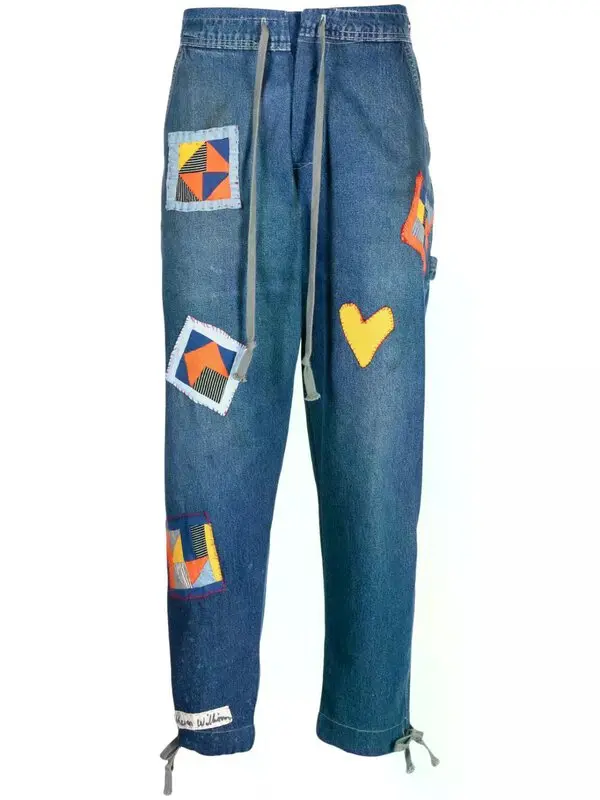 GREG LAUREN Patch-detail Drawstring Jeans