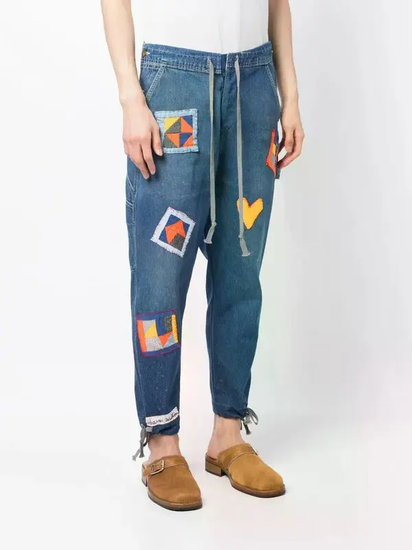 GREG LAUREN Patch-detail Drawstring Jeans