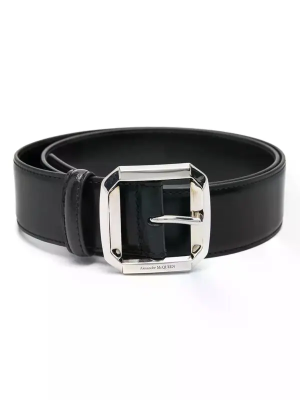 Alexander McQueen Logo-engraved Buckle Belt - Black