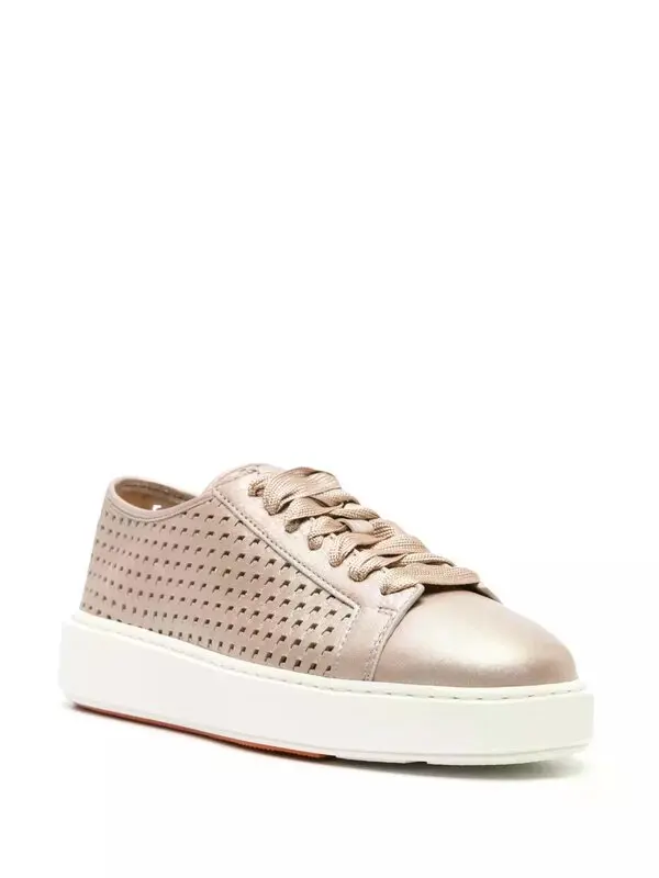 Santoni Perforated Leather Sneakers